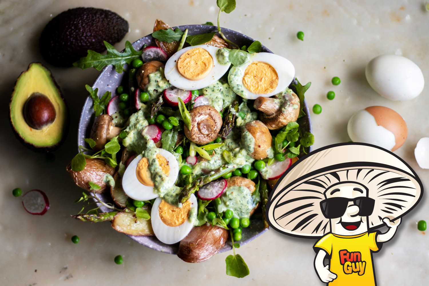 FunGuy Mushrooms Easter Pea Salad with Roasted New Potatoes and FunGuy ...