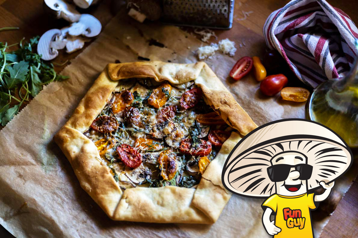FunGuy Mushrooms FunGuy Crimini Mushroom Tomato and Arugula Galette ...
