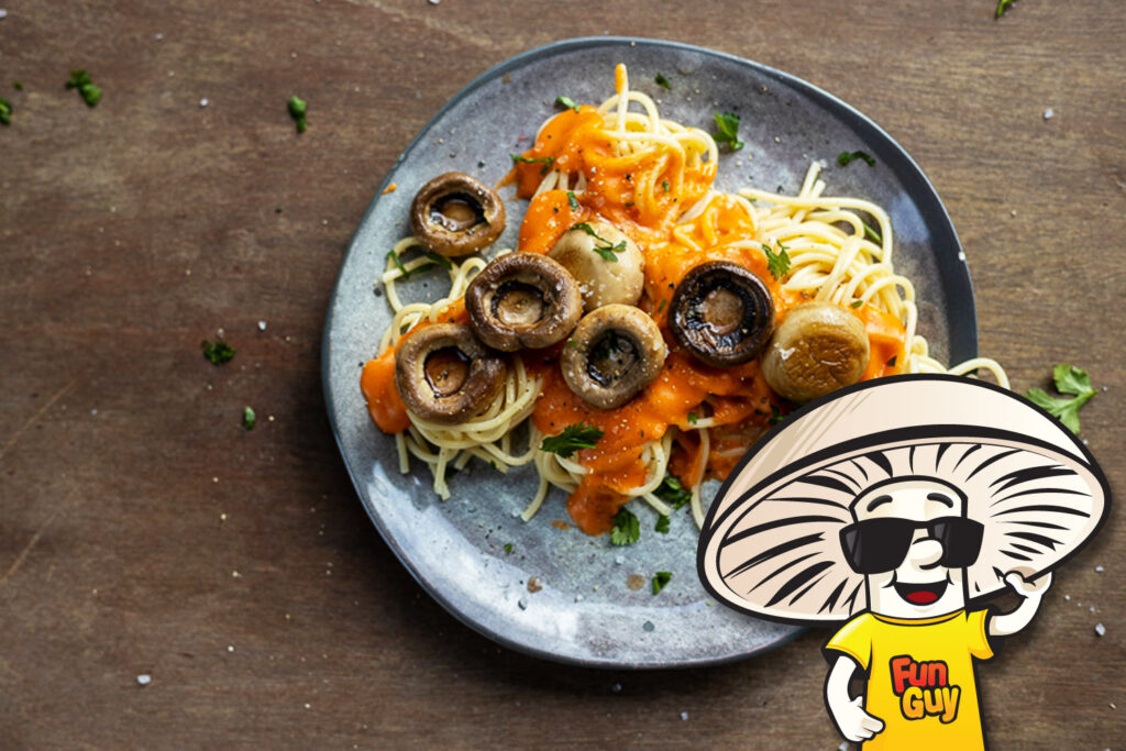 FunGuy Mushrooms FunGuy's Spaghetti with Red Pepper Vodka Sauce ...