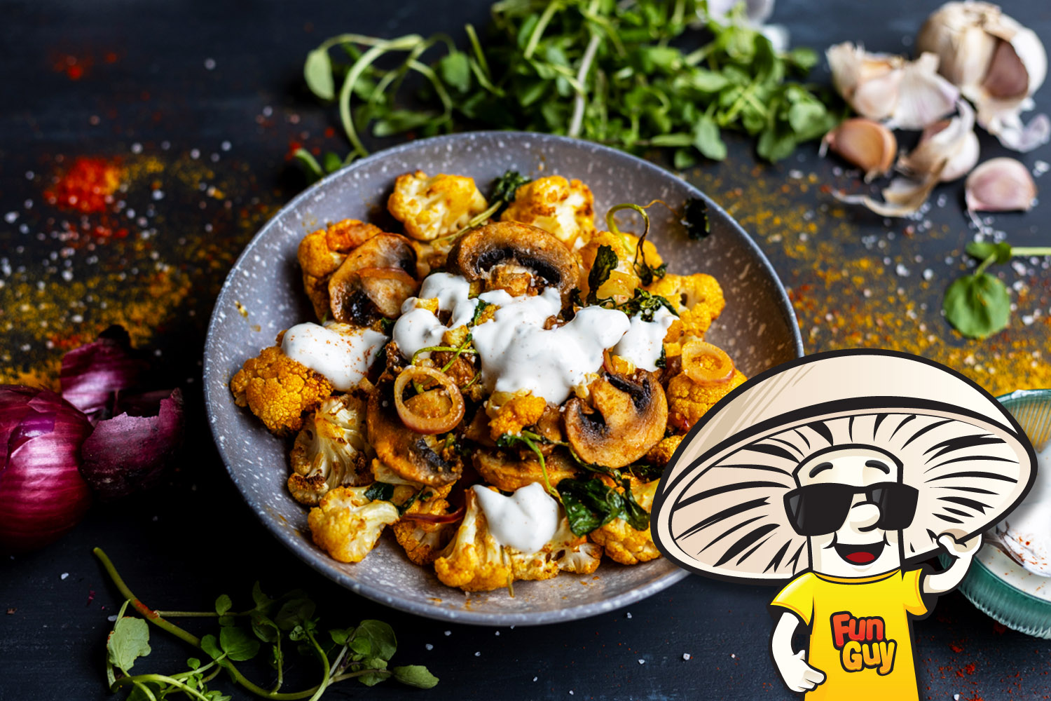 FunGuy Mushrooms FunGuy Mushrooms and Roasted Cauliflower with Yogurt ...
