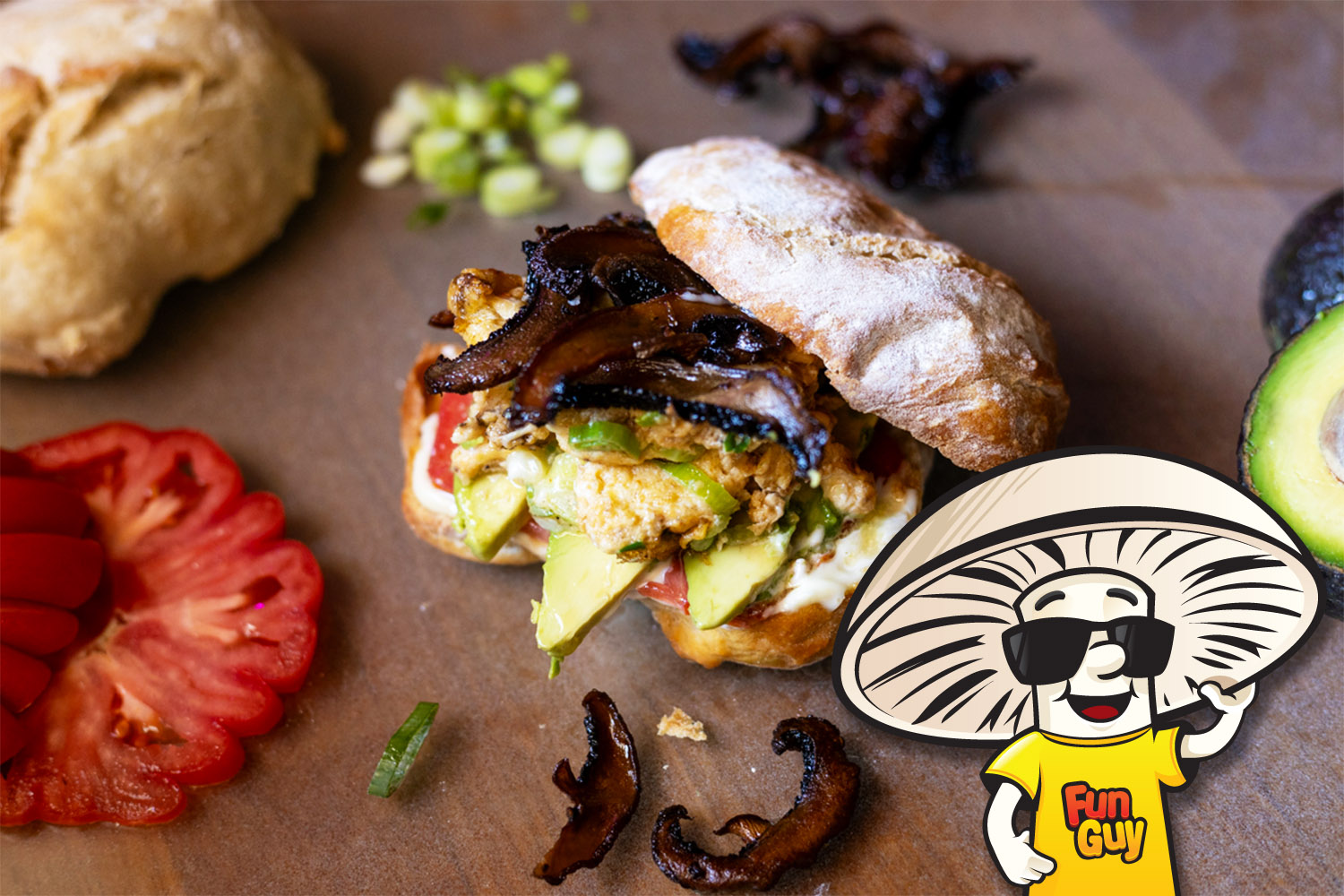FunGuy Mushrooms FunGuy’s Scrambled Egg Tomato Avocado Portobello ...