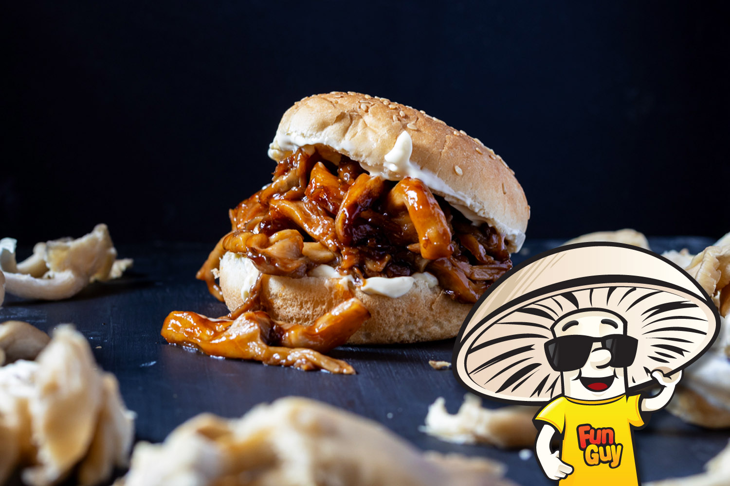 FunGuy Mushrooms FunGuy’s Pulled Barbecue Oyster Mushroom Sandwich ...